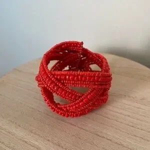 Jewelry | 215 Red Beaded Wraparound Bracelet Statement Color Stunning ...